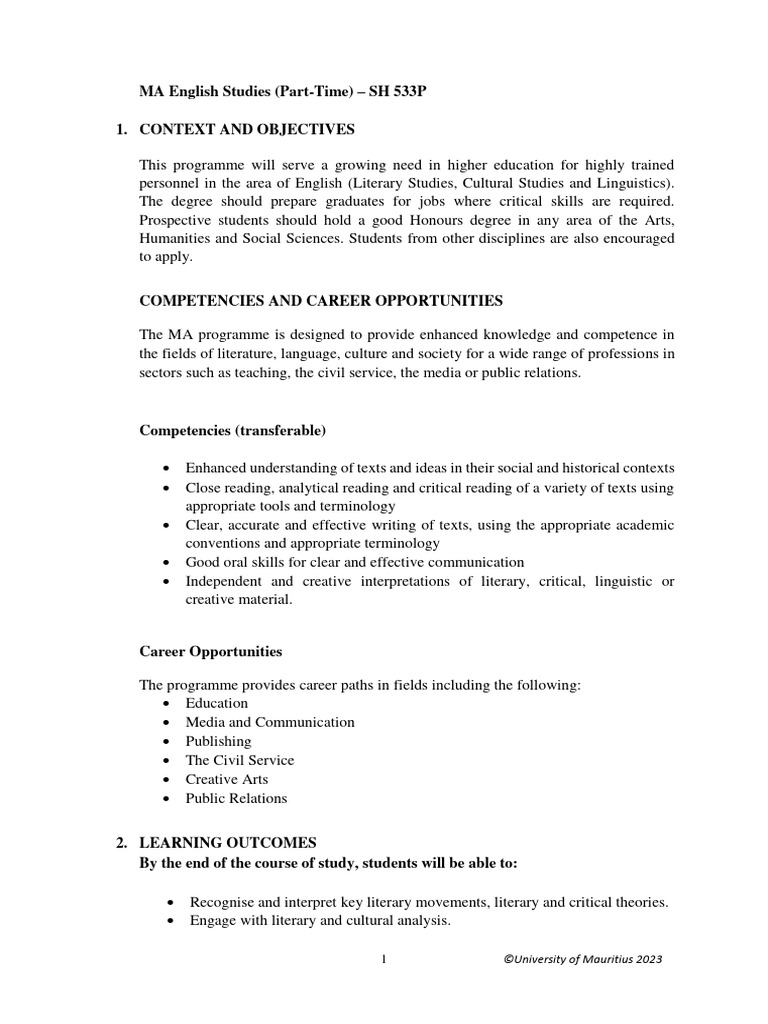 SH533PA | PDF | English Studies | Postgraduate Education