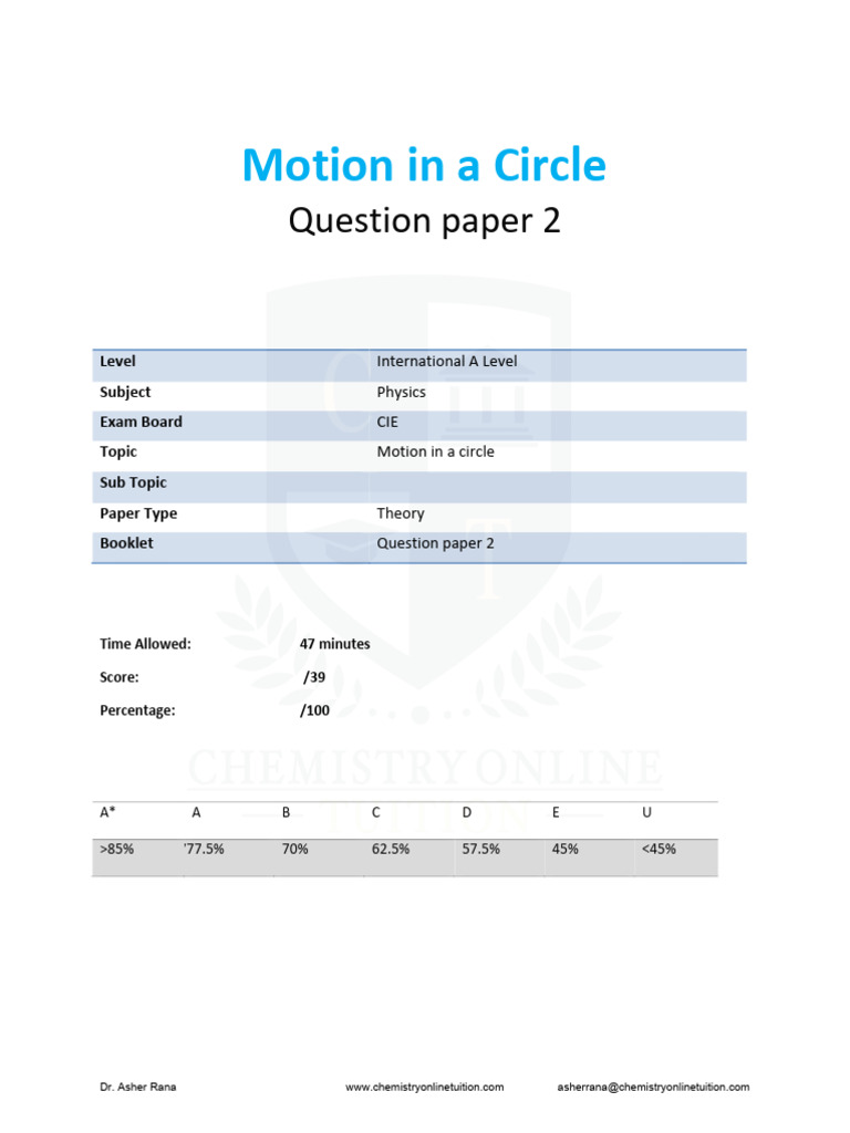 11.2 Motion in A Circle - Cie Ial Physics - Theory Qp-Unlocked | PDF | Physics