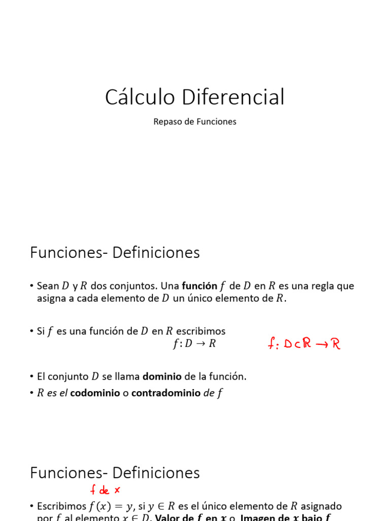 Cálculo Diferencial - Repaso Funciones | PDF | Función (Matemáticas ...