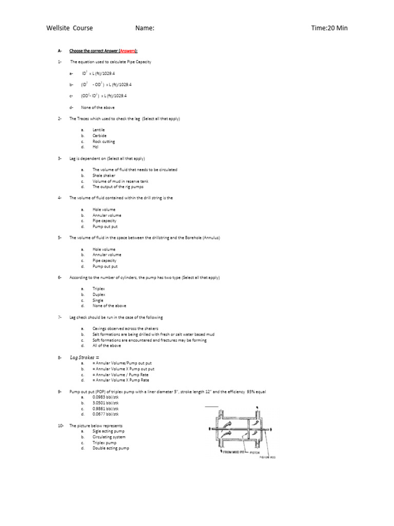 Quiz 4 Answer | PDF | Pump