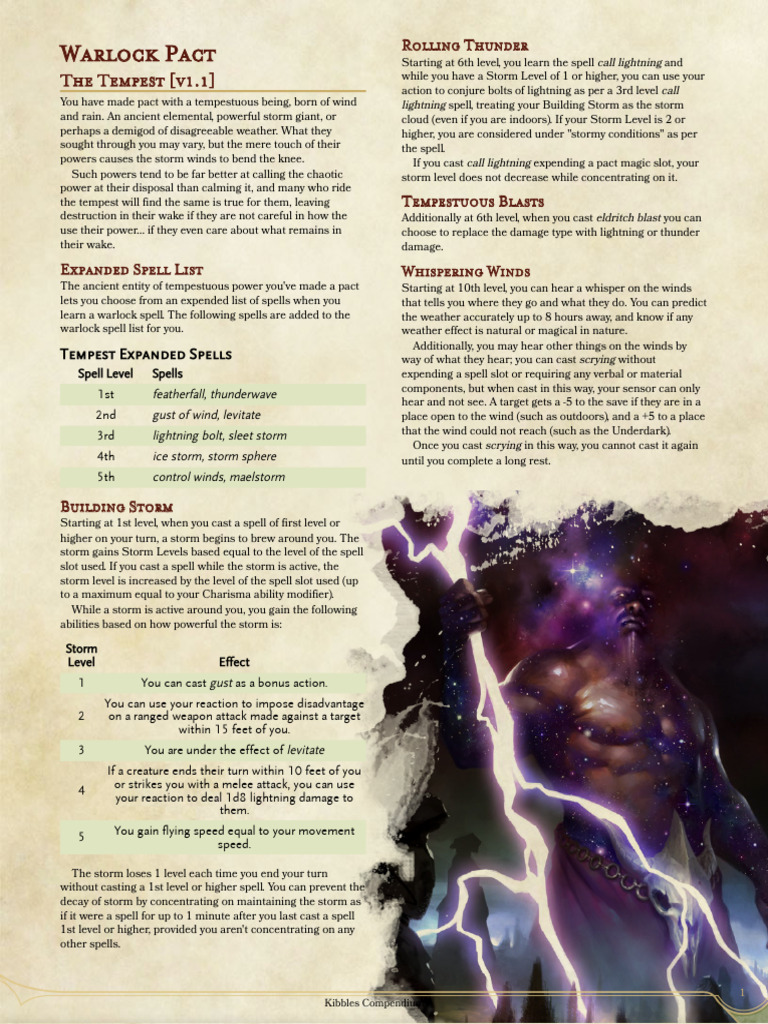 Warlock - Pact of The Tempest - GM Binder | PDF | Storms ...
