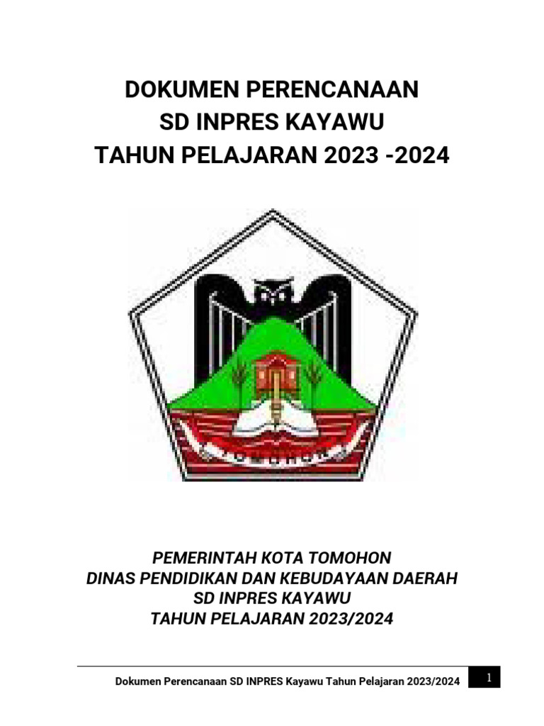 DOKUMEN PERENCANAAN SEKOLAH - SD INPRES KAYAWU 2023-2024-Digabungkan-Halaman | PDF