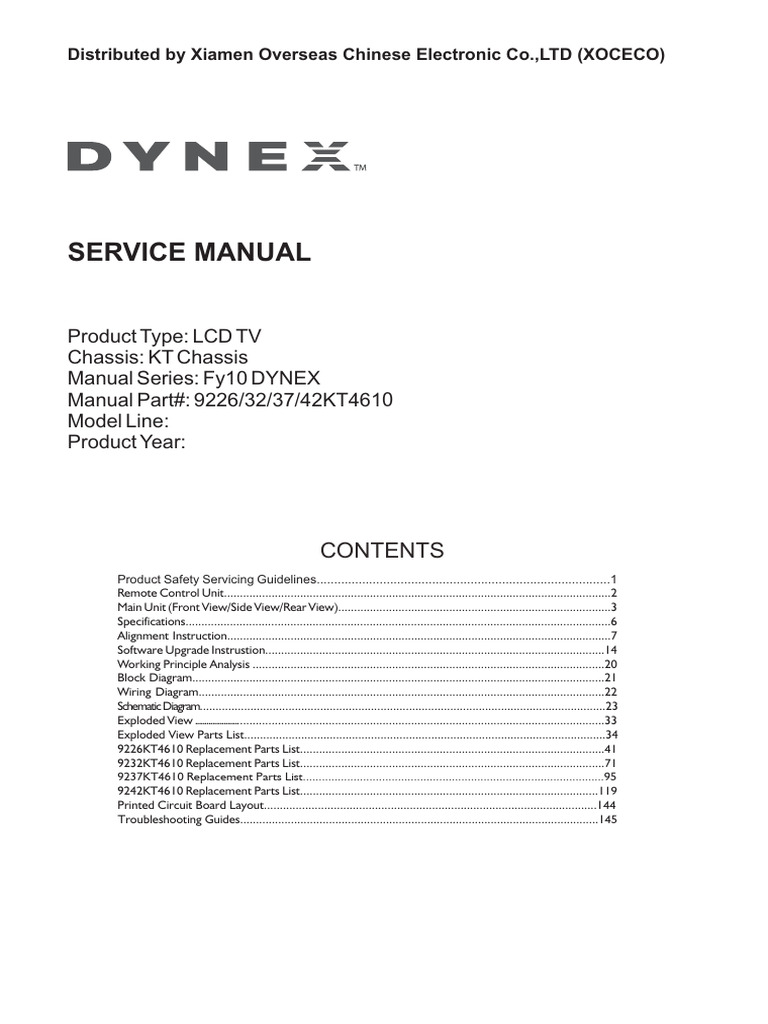Dynex - DX l26 32 37 42 10a - Chassis - KT | PDF | Video | Hdmi