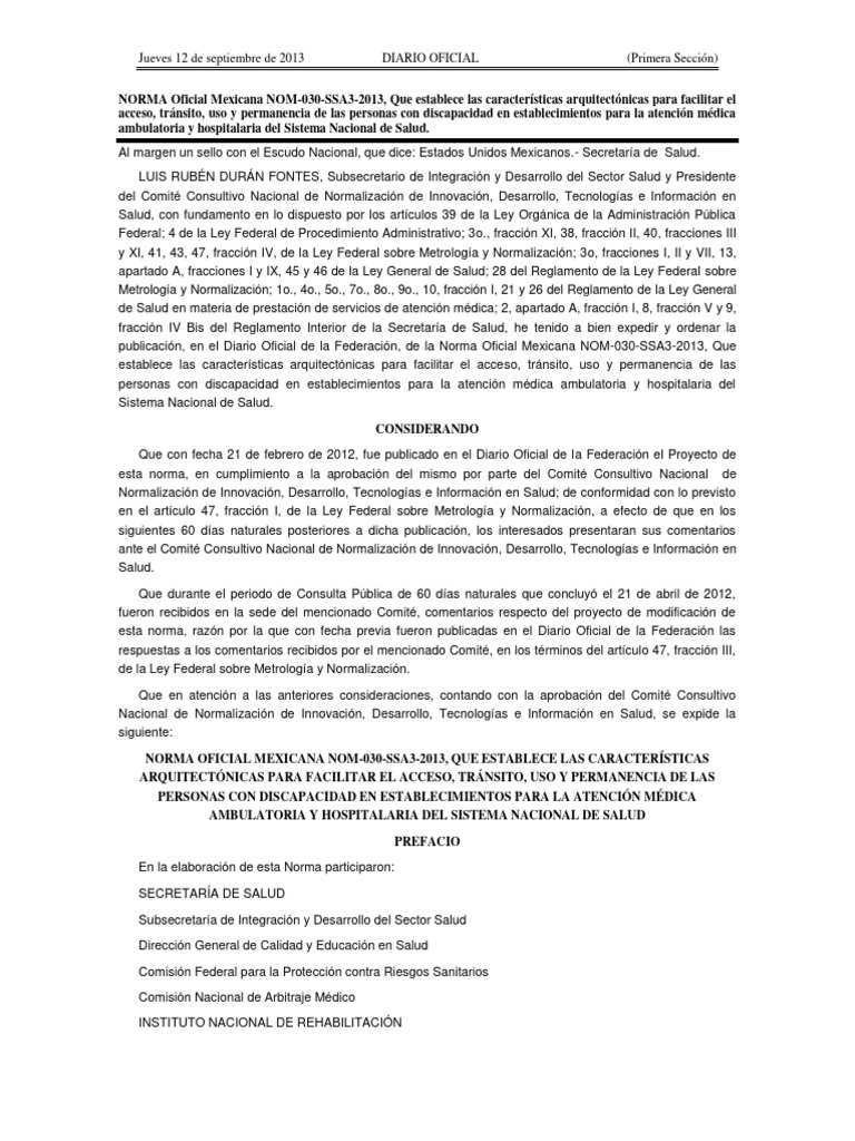 Nom 030 Ssa3 2013 | PDF | México | Cuidado de la salud