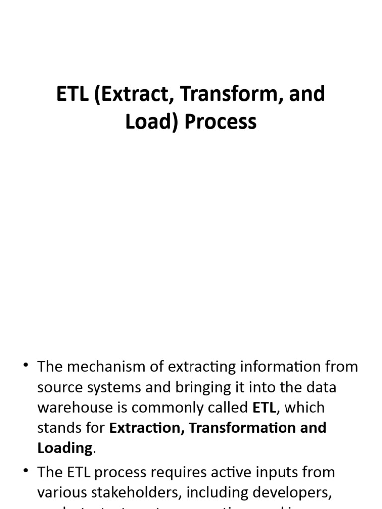 ETL (Extract, Transform, and Load | PDF | Data Warehouse | Information Science