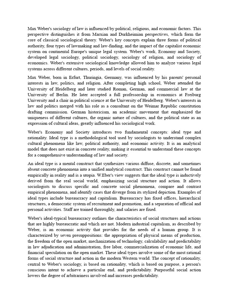 Max Weber's Sociology of Law Explained | PDF | Max Weber | Rationality