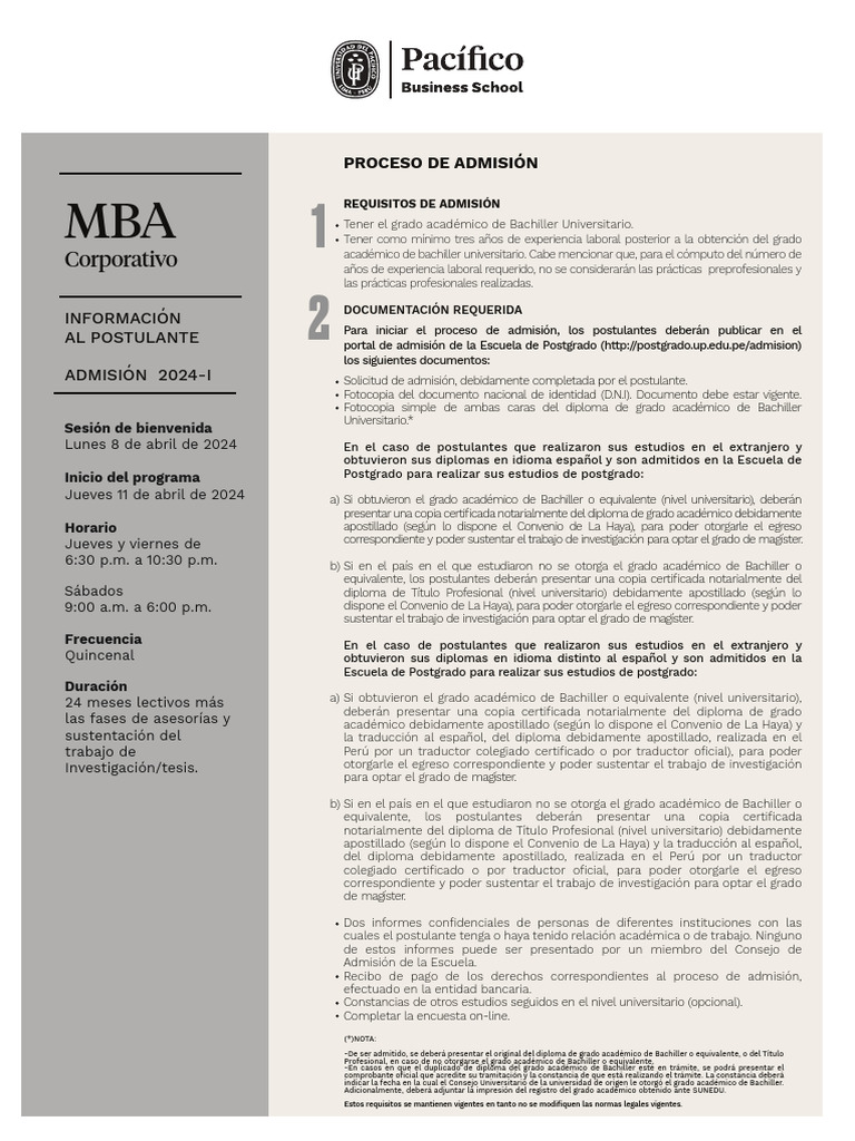 Hi - Mba Corporativo 2024-I | PDF | Titulo academico | Diploma