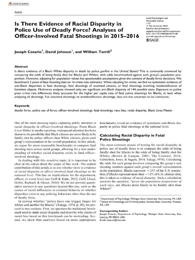 OSF - Cesario Johnson Terrill IN PRESS SPPS Racial Disparity Police ...