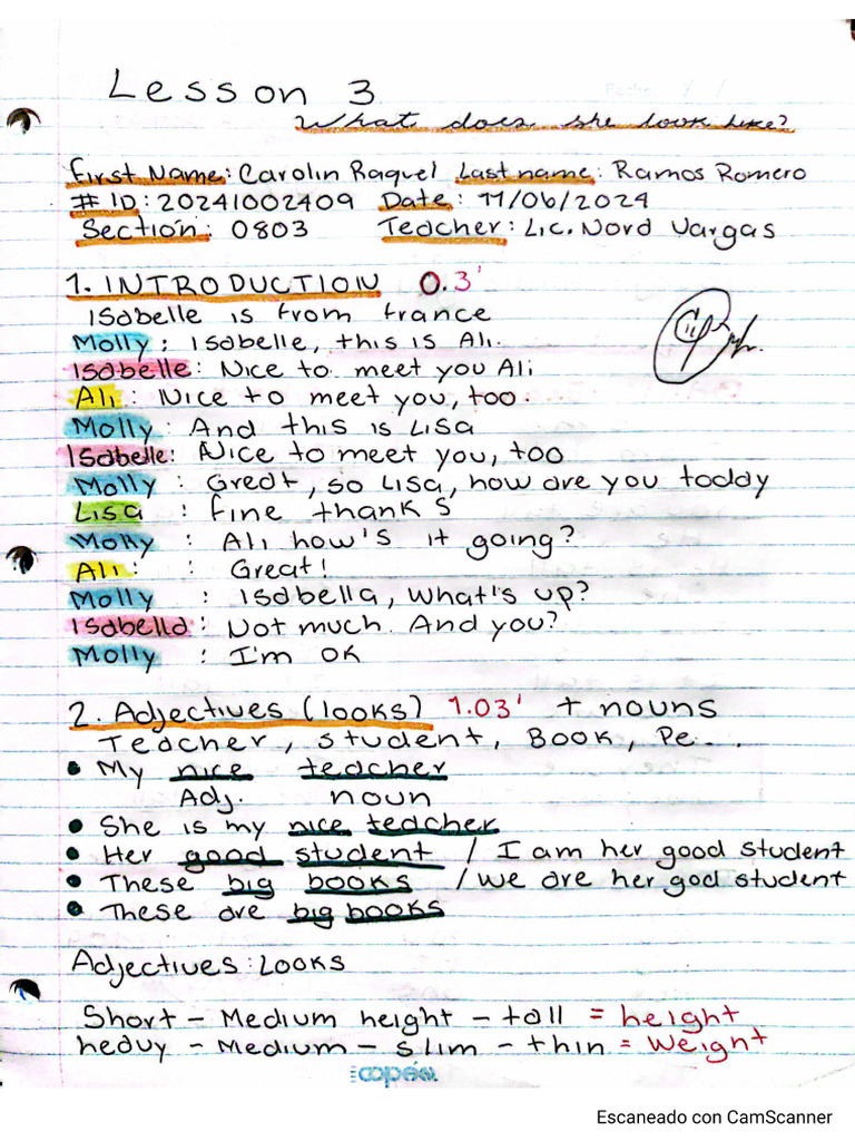 Lección 3 Ingles 1 UNAH | PDF