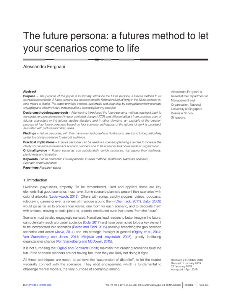 02 - 2019 Fergnani - The Future Persona (Ohne VPC) | PDF | Narrative ...