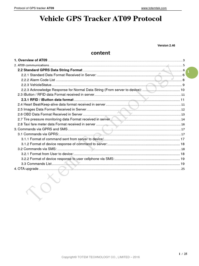 AT09 Protocol & Commands V2.46 | PDF | Network Packet | String (Computer Science)