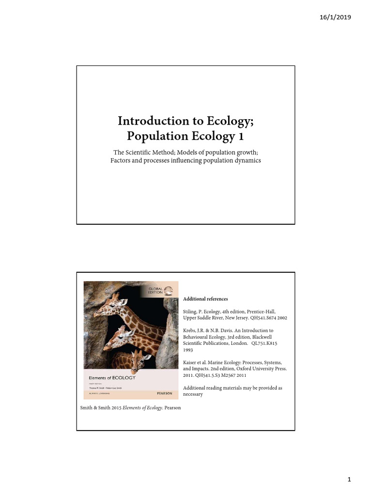 Population Ecology I - 2 Slides Per Page | PDF | Ecology | Experiment