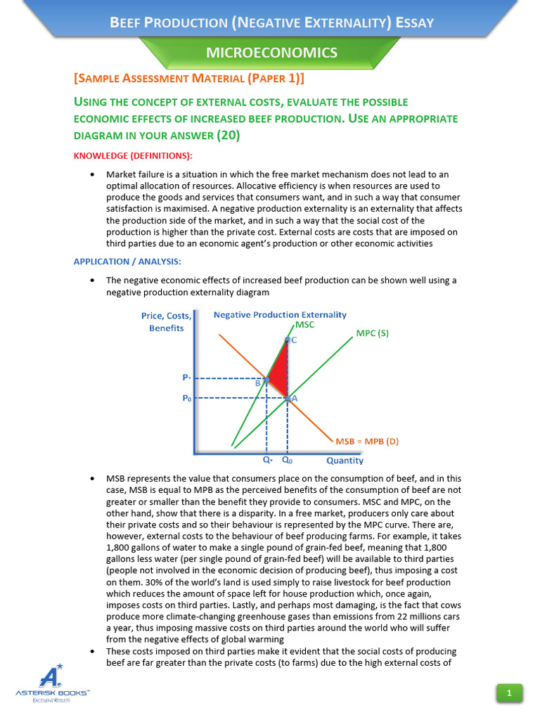 Beef Production (Negative Externality) Essay (Edexcel) | PDF | Externality | Microeconomics