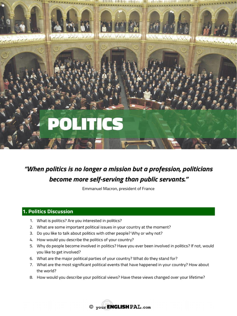ESL Politics Lesson Plan for Kids | PDF | Democracy | Political Ideologies