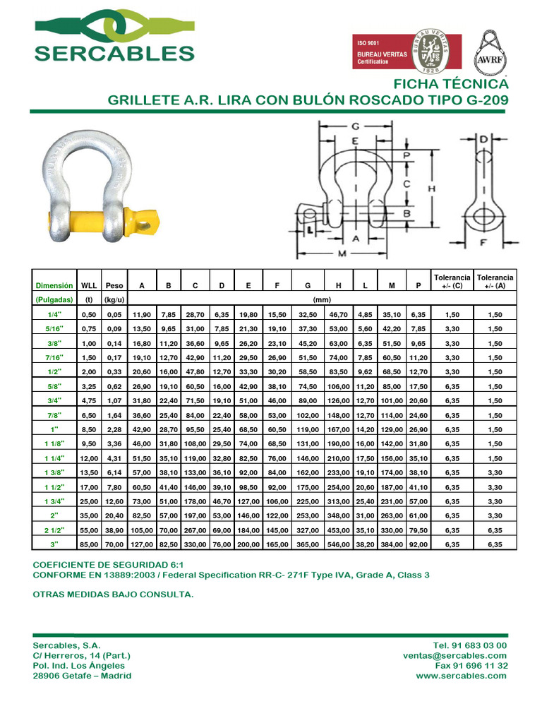 Ficha Tecnica Grillete 1 - Removed | PDF