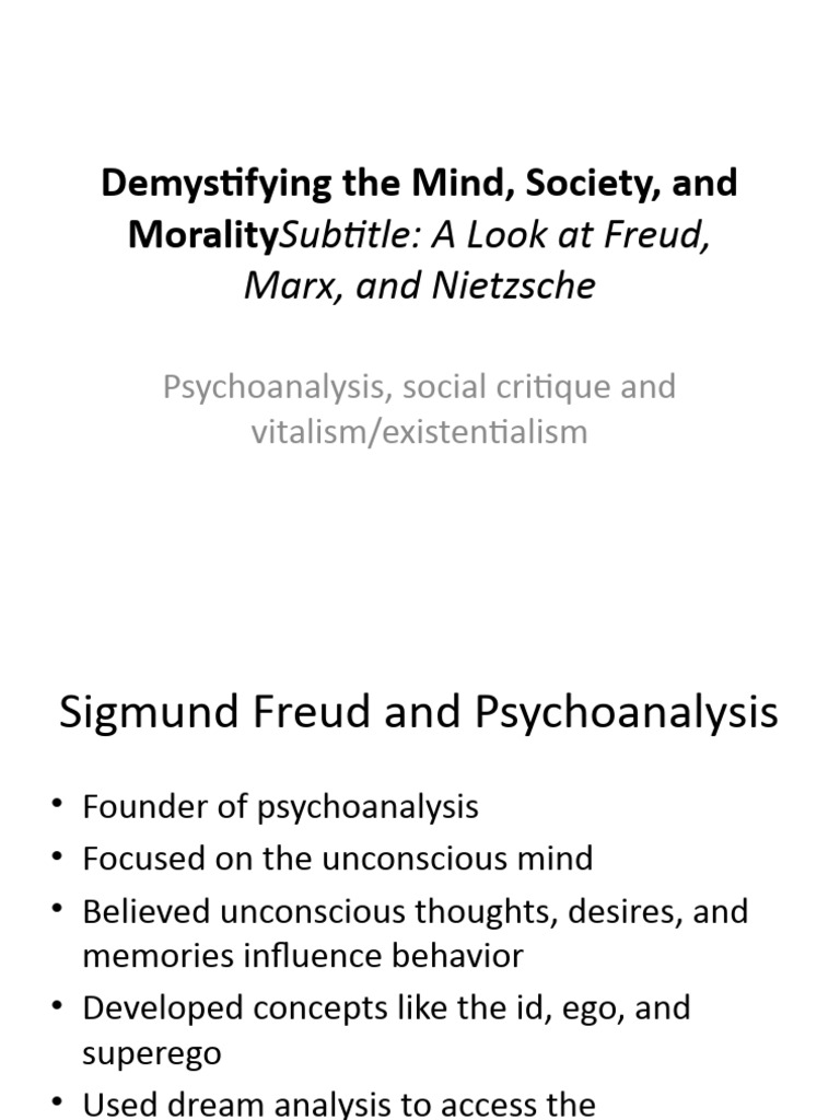 Freud, Marx, Nietzsche: Minds & Morality | PDF | Unconscious Mind | Id