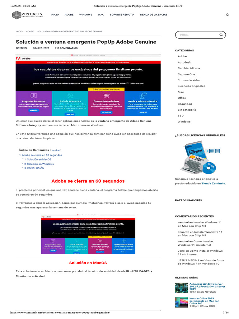 Solución A Ventana Emergente PopUp Adobe | PDF | Microsoft Windows | Mac OS