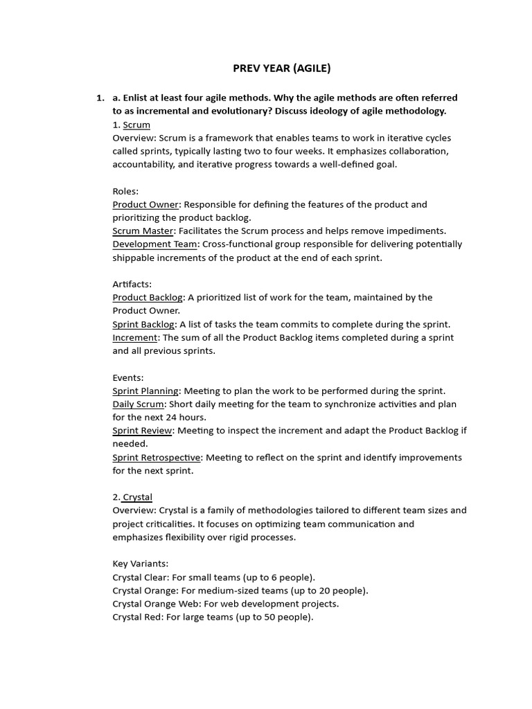 Prev Year | PDF | Scrum (Software Development) | Agile Software Development