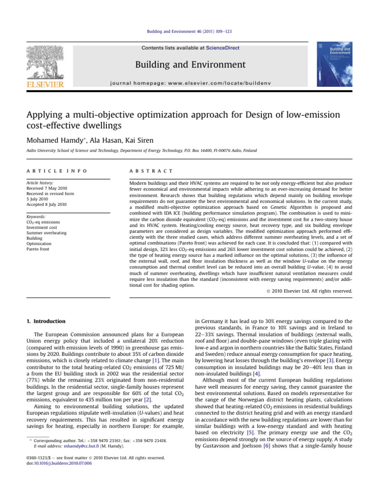 Applying A Multi Objective Optimization Pdf Building Insulation