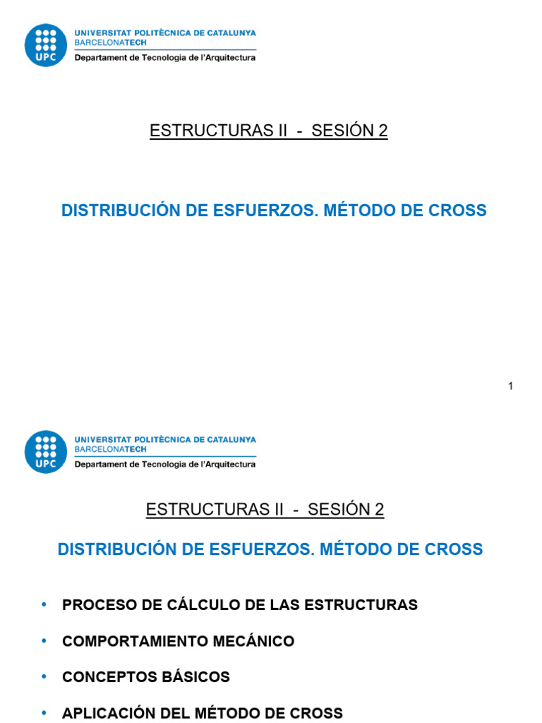 Sesión 2_Rigideces. Método de Cross | PDF | Rigidez | Viga (Estructura)