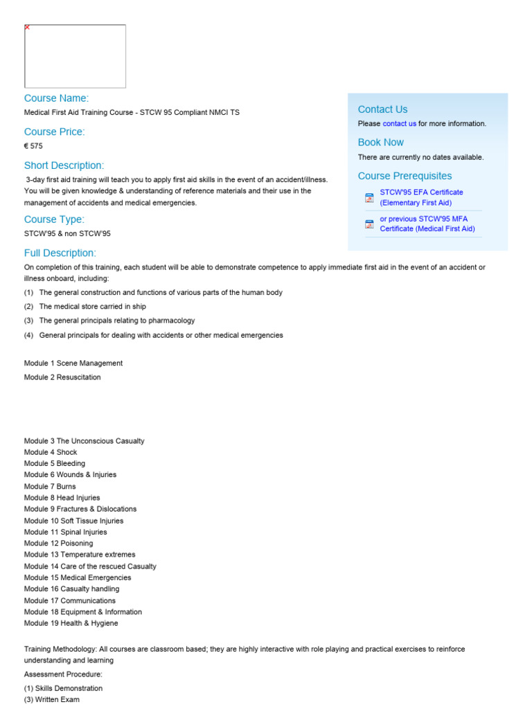 Medical First Aid Training Course - STCW 95 Compliant NMCI TS | PDF | First Aid | Emergency ...