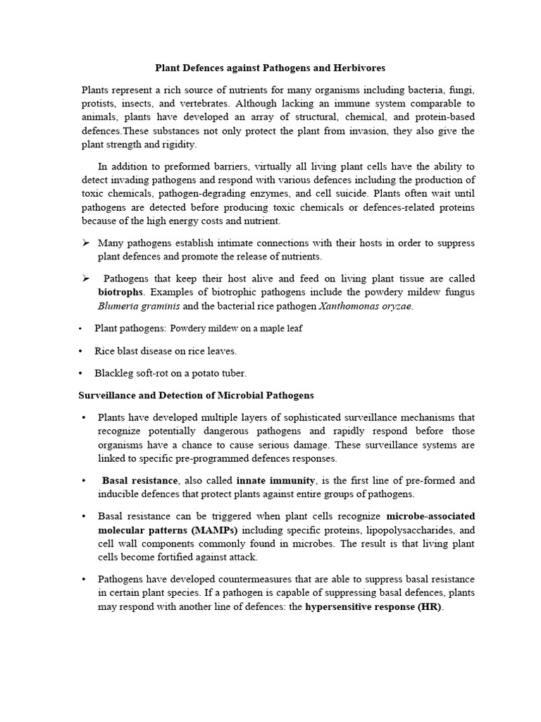Plant Defences Against Pathogens and Herbivores Edited | PDF | Plants ...
