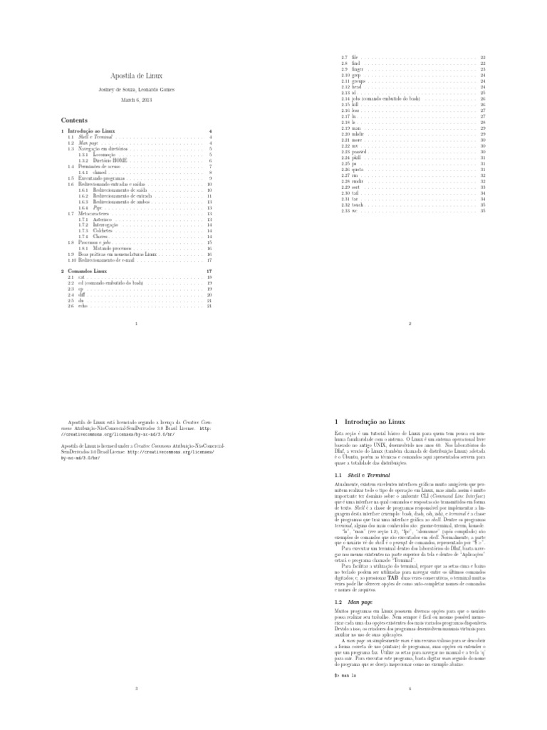 Linux | PDF | Shell (informática) | Diretório (informática)