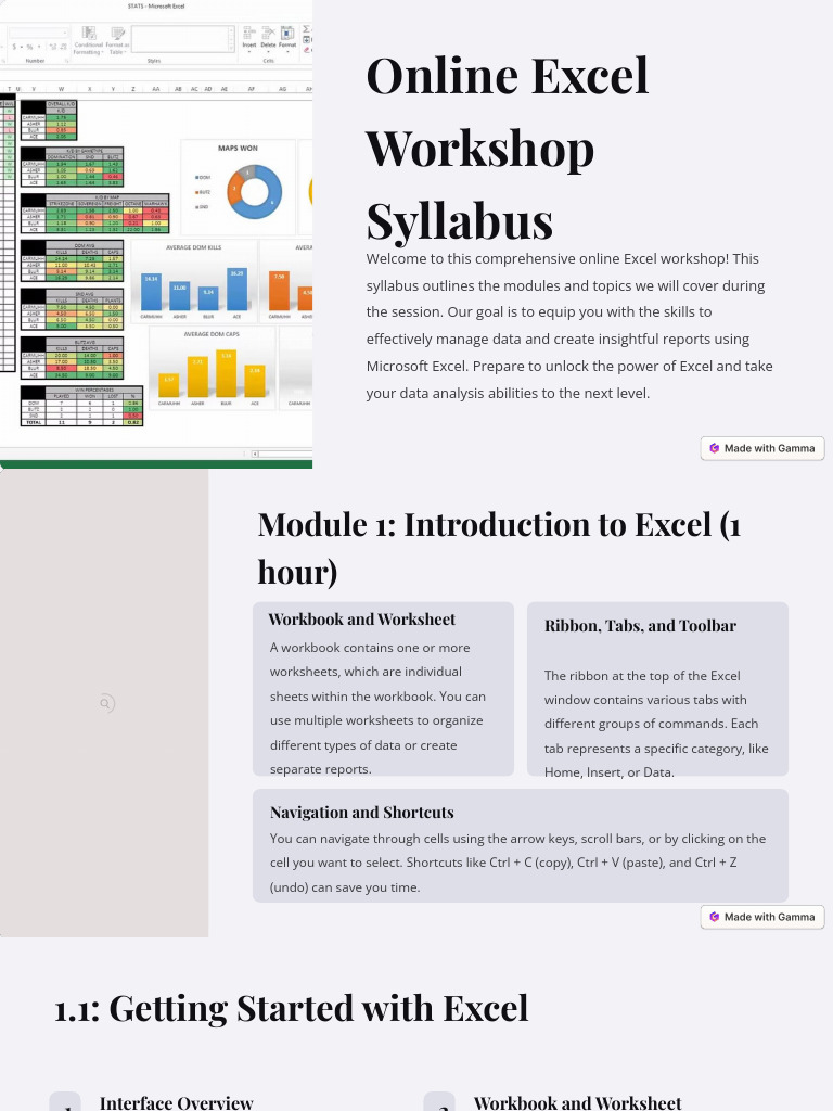 Online Excel Workshop Syllabus | PDF | Microsoft Excel | Data