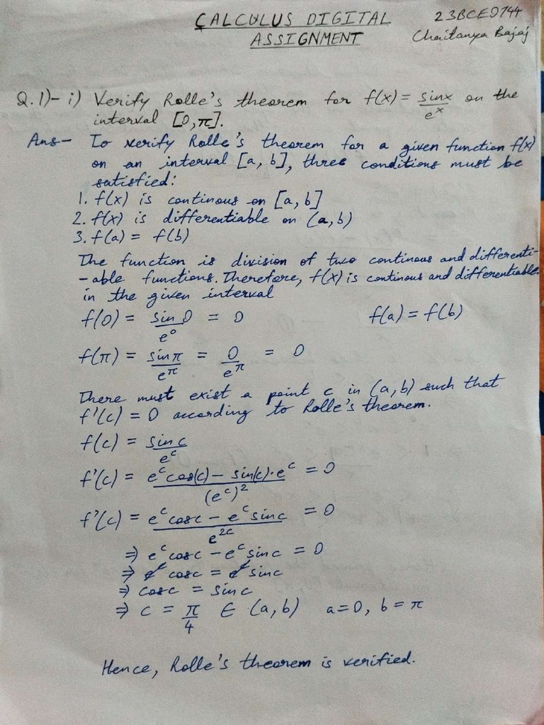 Calculus Digital Assignment (1) Compressed | PDF