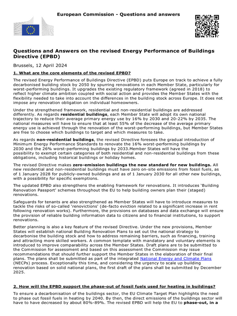 Questions and Answers On The Revised Energy Performance of Buildings ...