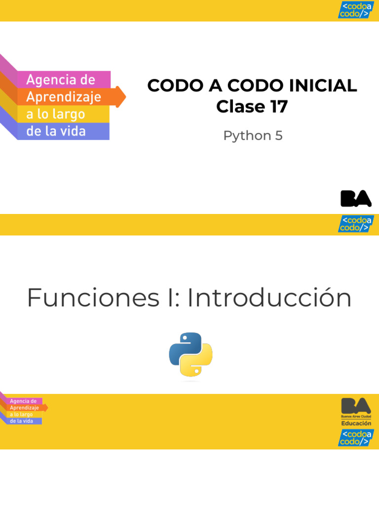 Clase 17 - Python 5 - Funciones I - Introducción | PDF | Python ... Clase 17 - Python 5 - Funciones I - Introducción | PDF | Python ...