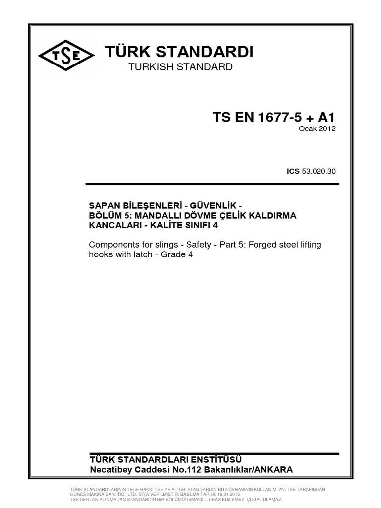 Türk Standardi: TS EN 1677-5 + A1 | PDF