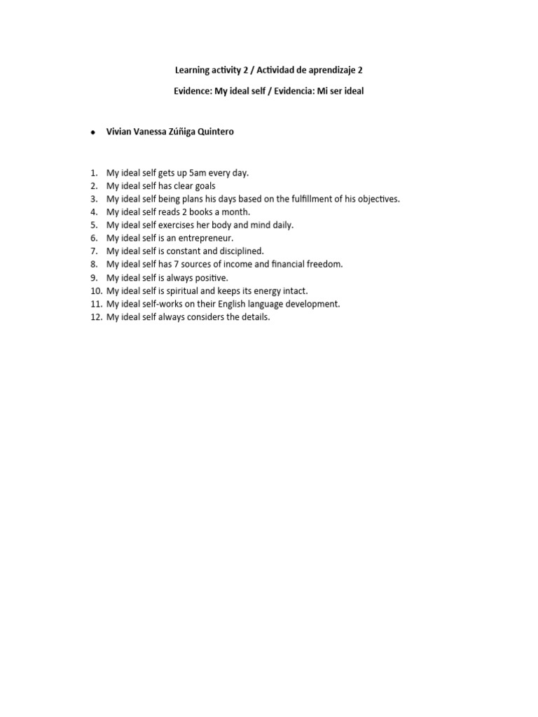 My Ideal Self | PDF | Wellness