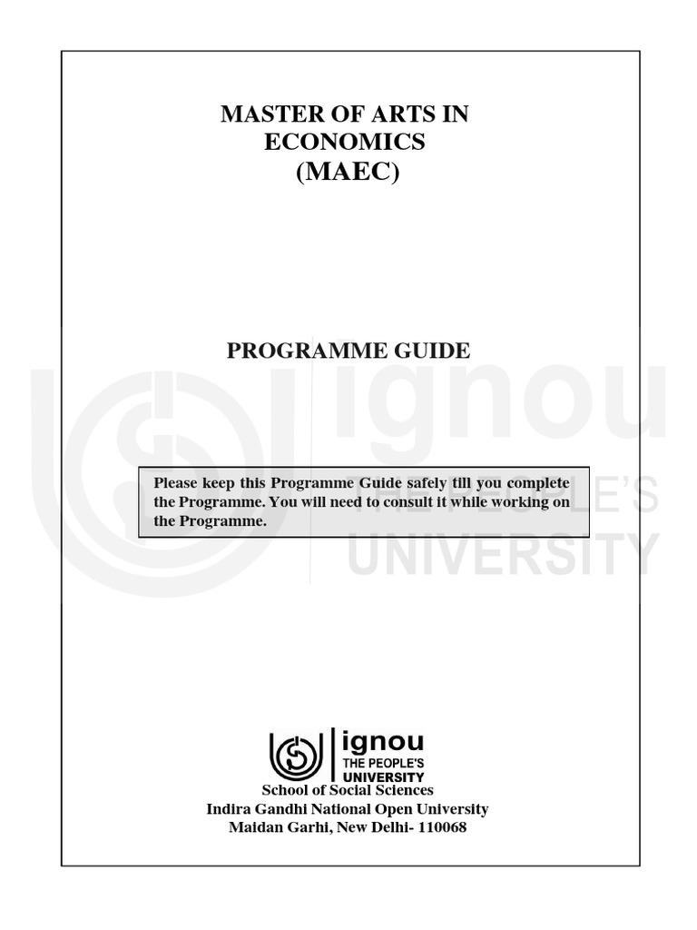 Programme Guide (MAEC) | PDF | Bachelor's Degree | Master's Degree