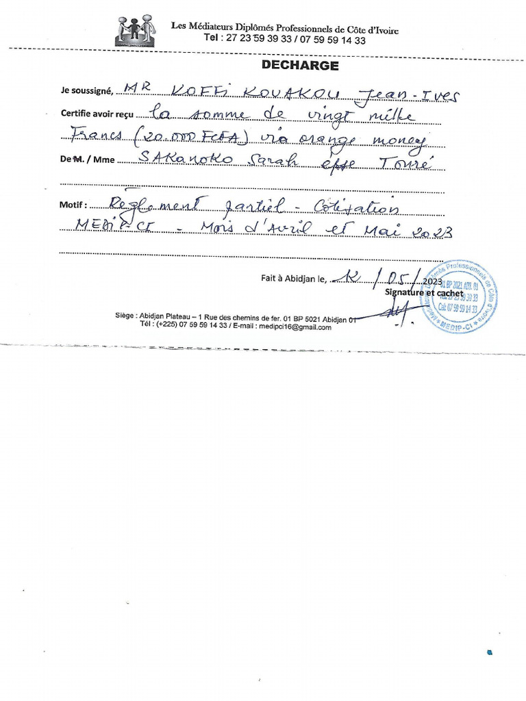 Decharge Sakanoko | PDF