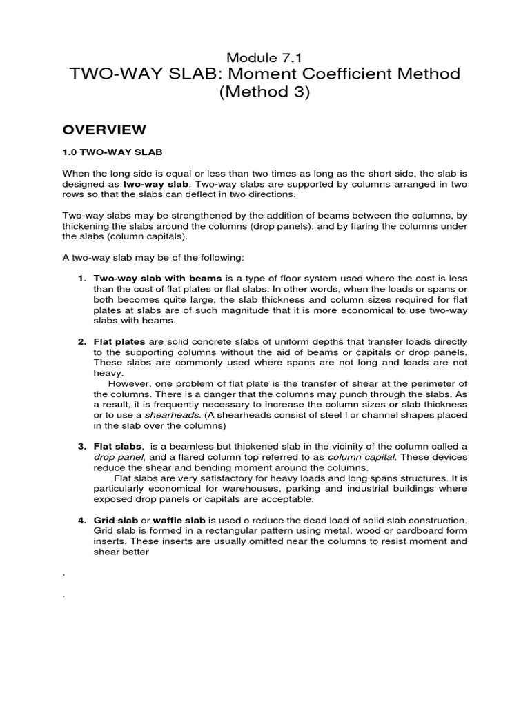 Module 7.1 - Two-Way Slab (Moment Coefficient Method - Method 3) | PDF ...