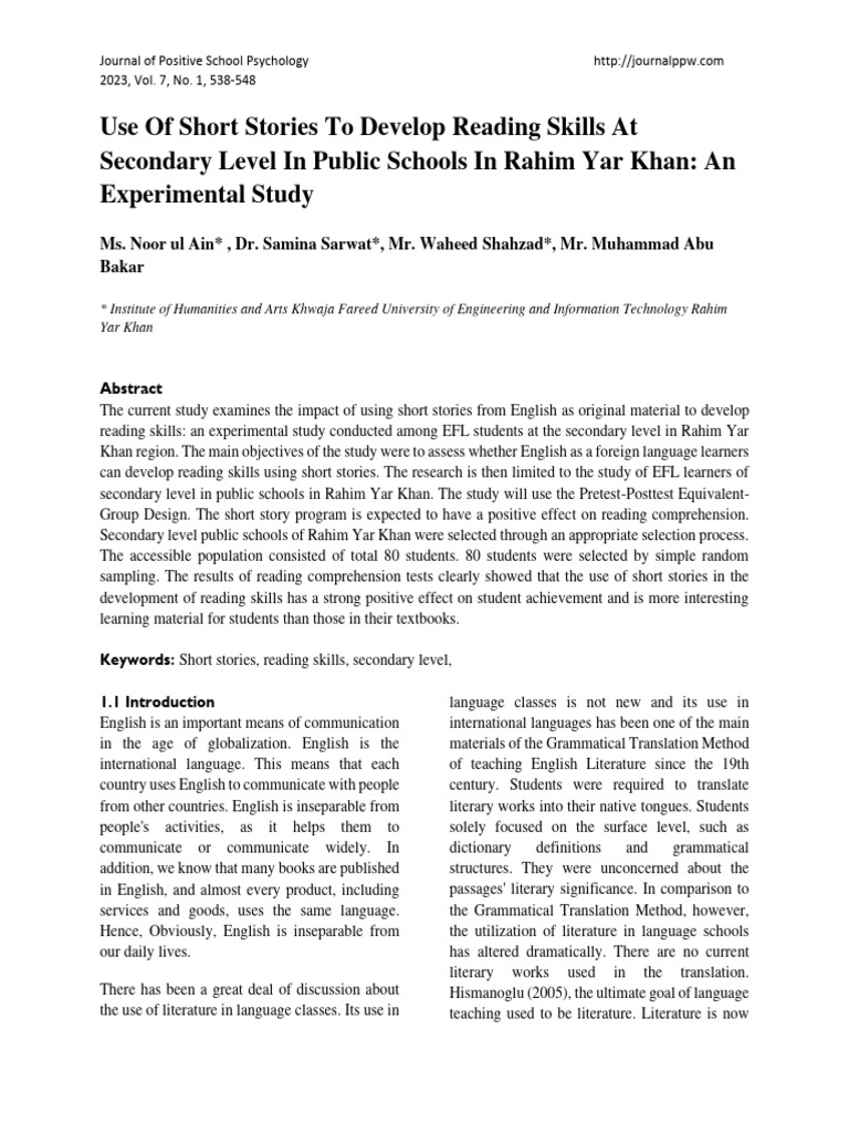 JPSP - 2023 - 42 | PDF | English As A Second Or Foreign Language | Reading Comprehension