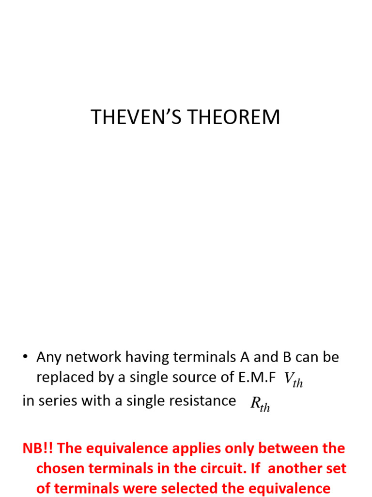 Thevenin's Theorem Explained | PDF | Science & Mathematics