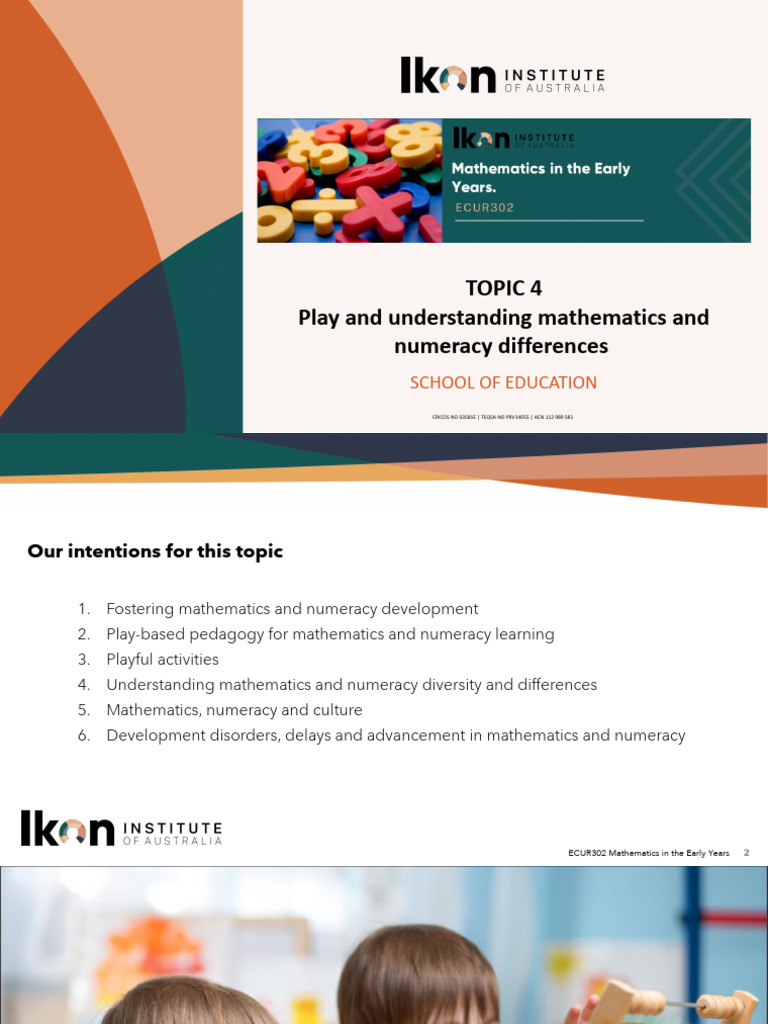 Topic 4 Play and Understanding Mathematics and Numeracy Differences ...