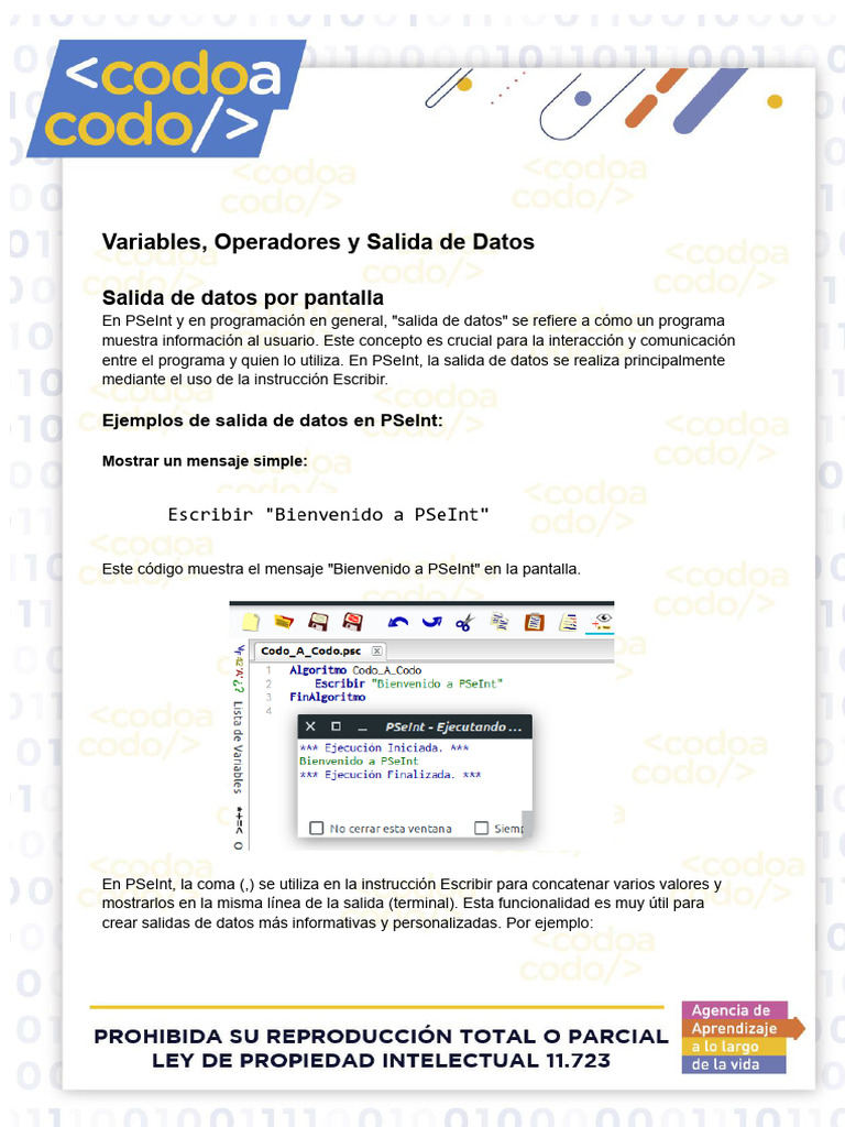 Material Imprimible Variables Operadores Y Datos Pdf Programa De Computadora Programación