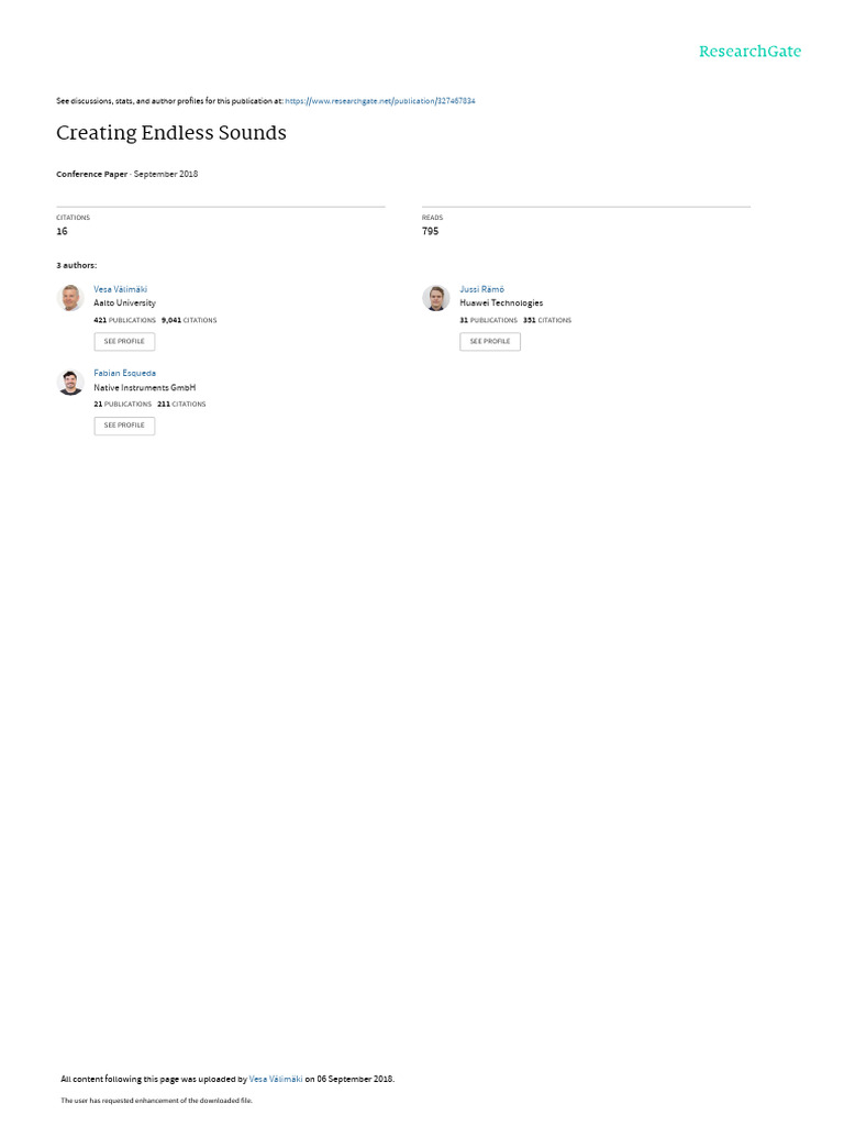 Valimaki2018 Endless Sounds | PDF | Spectral Density | Fast Fourier Transform