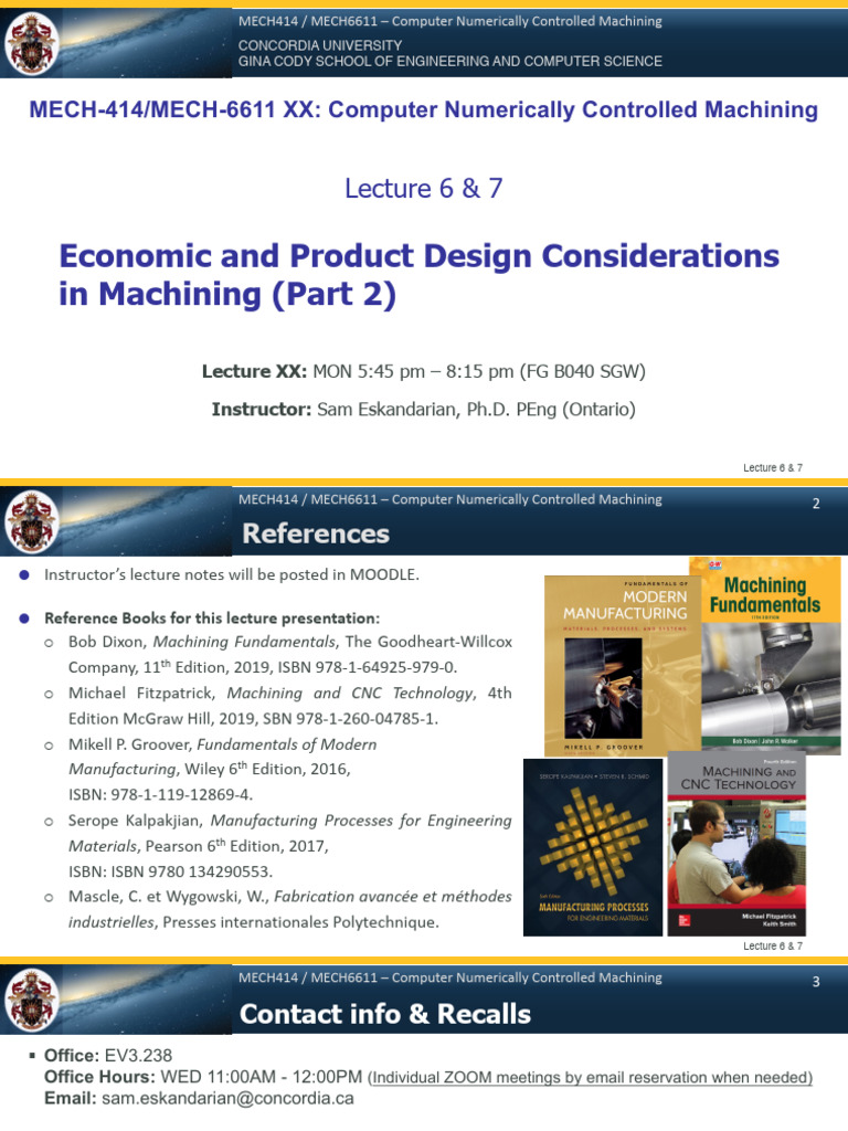 Lecture 6 7_Economic and Product Design Considerations (Part 2) | PDF | Machining | Secondary ...