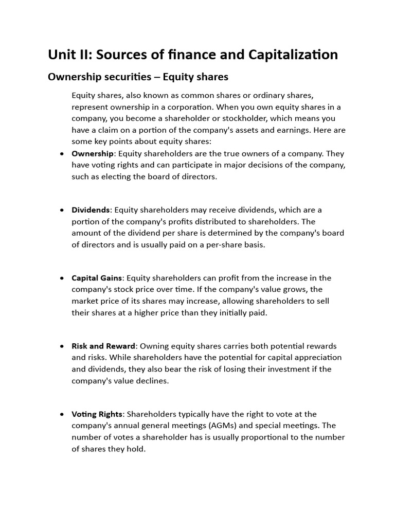 FM Unit II | PDF | Bonds (Finance) | Stocks