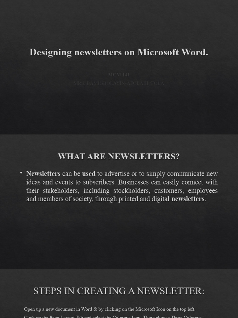 Create Newsletters in Microsoft Word | PDF