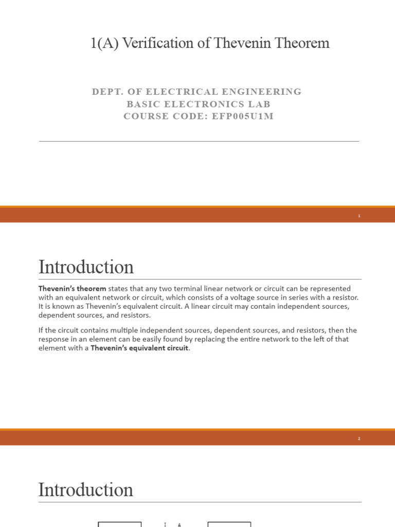Experiment 1 Thevenin Theorem & Max Power Transfer | PDF | Electrical ...