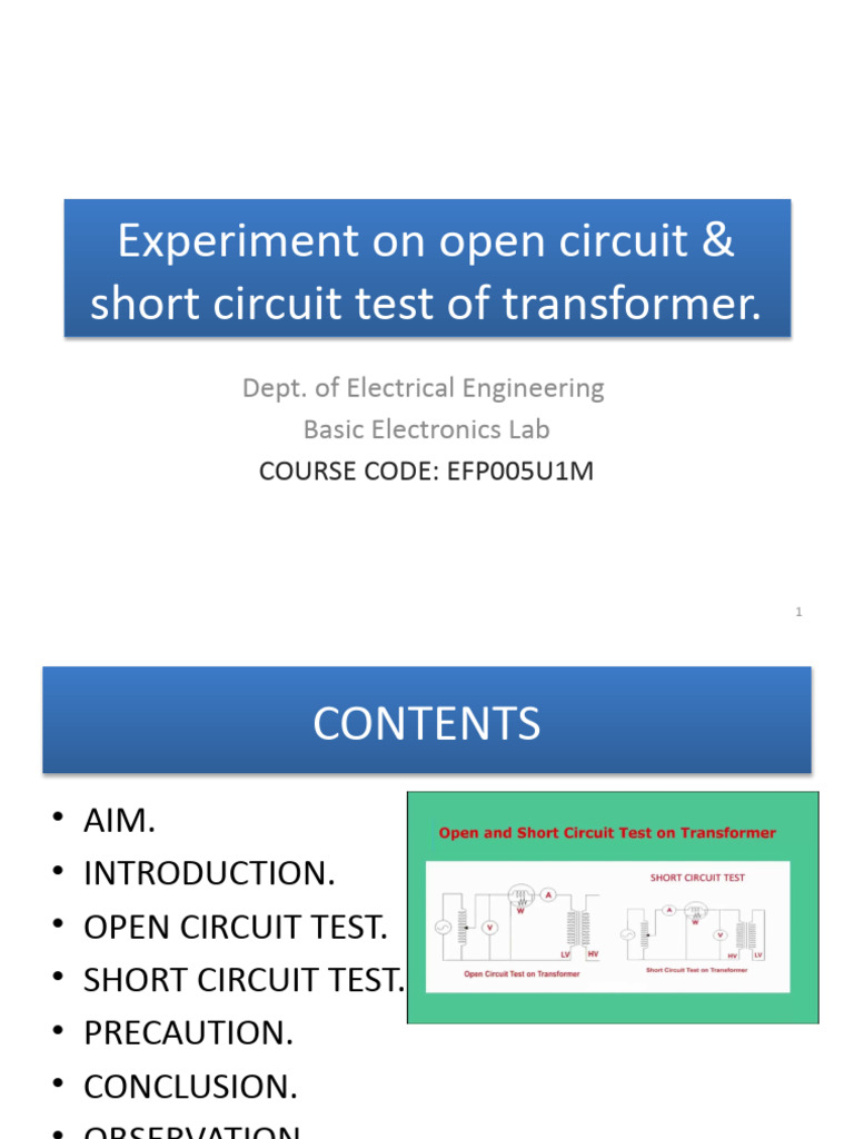 Experiment 4 Open Circuit & Short Circuit Test | PDF | Transformer ...