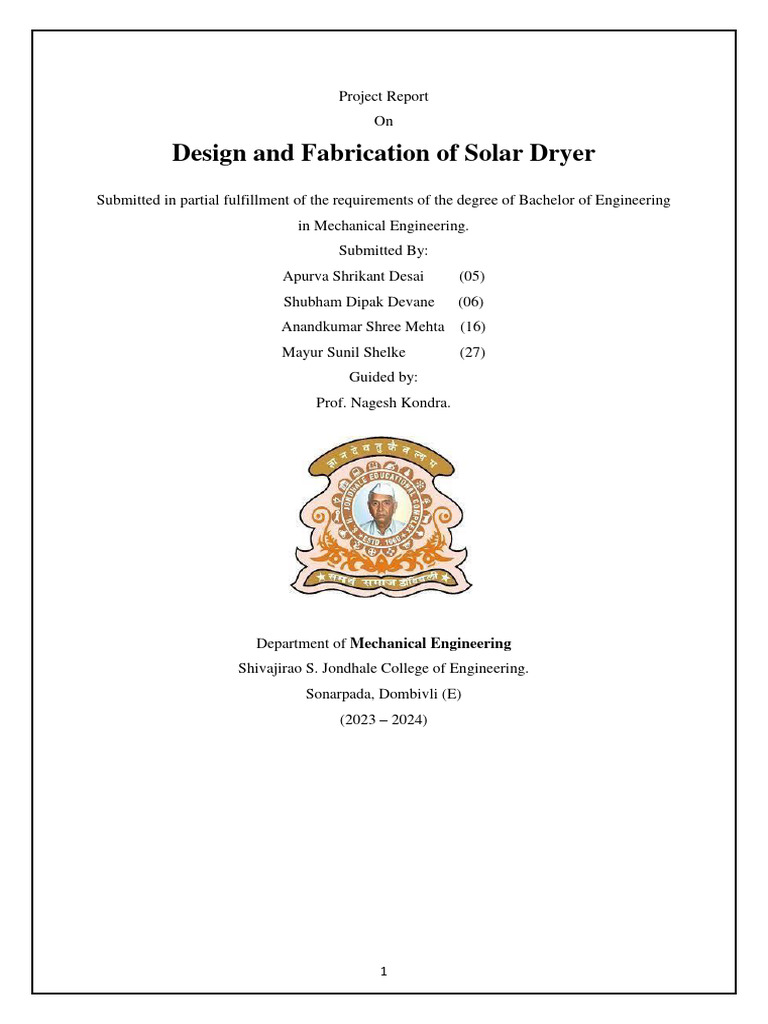 Design and Fabrication of Solar Dryer | PDF | Clothes Dryer | Solar Energy
