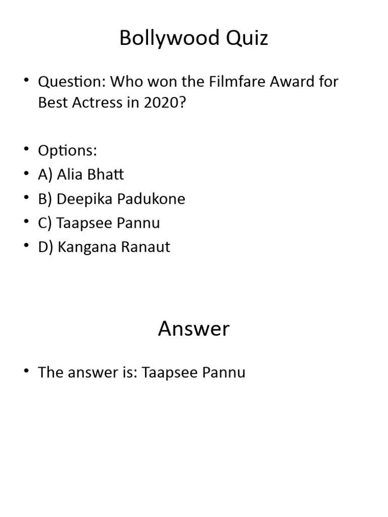 Bollywood Movie Quiz Questions | PDF | Sports & Recreation