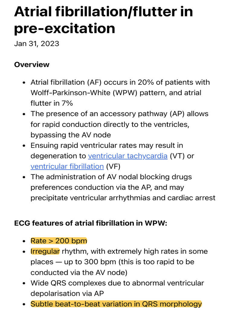 Atrial Fibrillation:Flutter in Pre-Excitation - LITFL - ECG Library Diagnosis | PDF ...