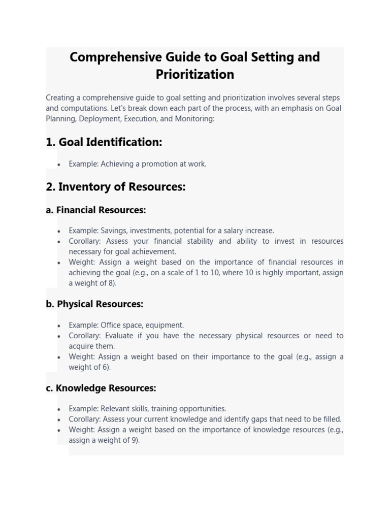 Comprehensive Guide To Goal Setting and Prioritization Manual | PDF ...